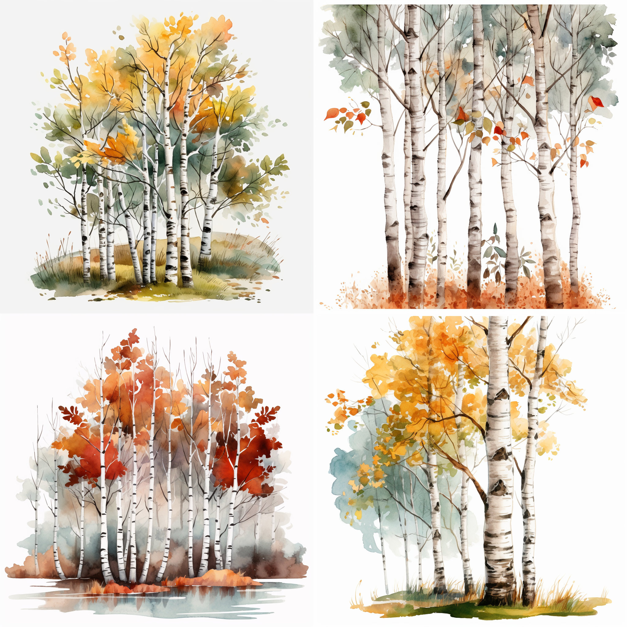 Watercolor Birch Tree PNG Birch Clipart Birch Tree Watercolor Birch ...