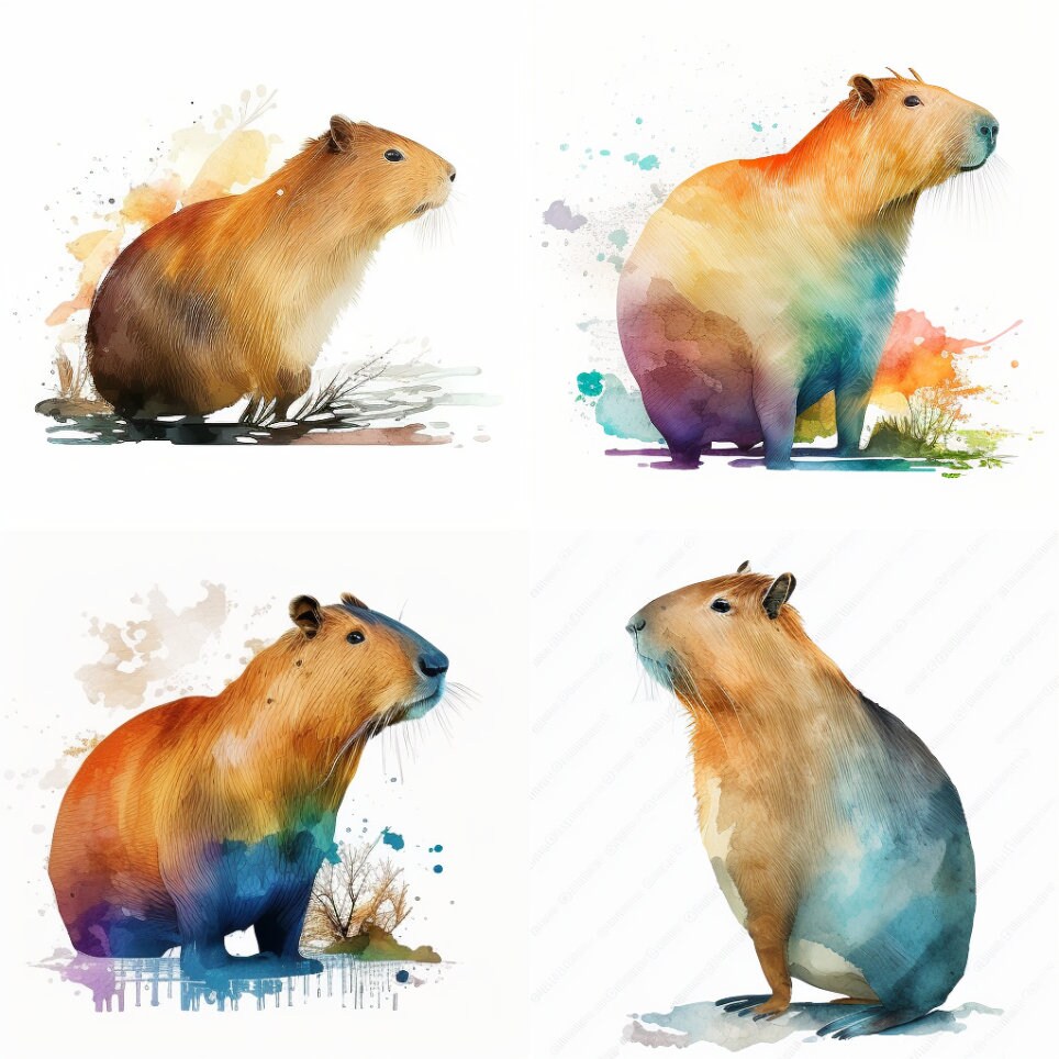 Capybara Watercolor, Digital Downloads, Capybara Clipart, Capybara PNG ...