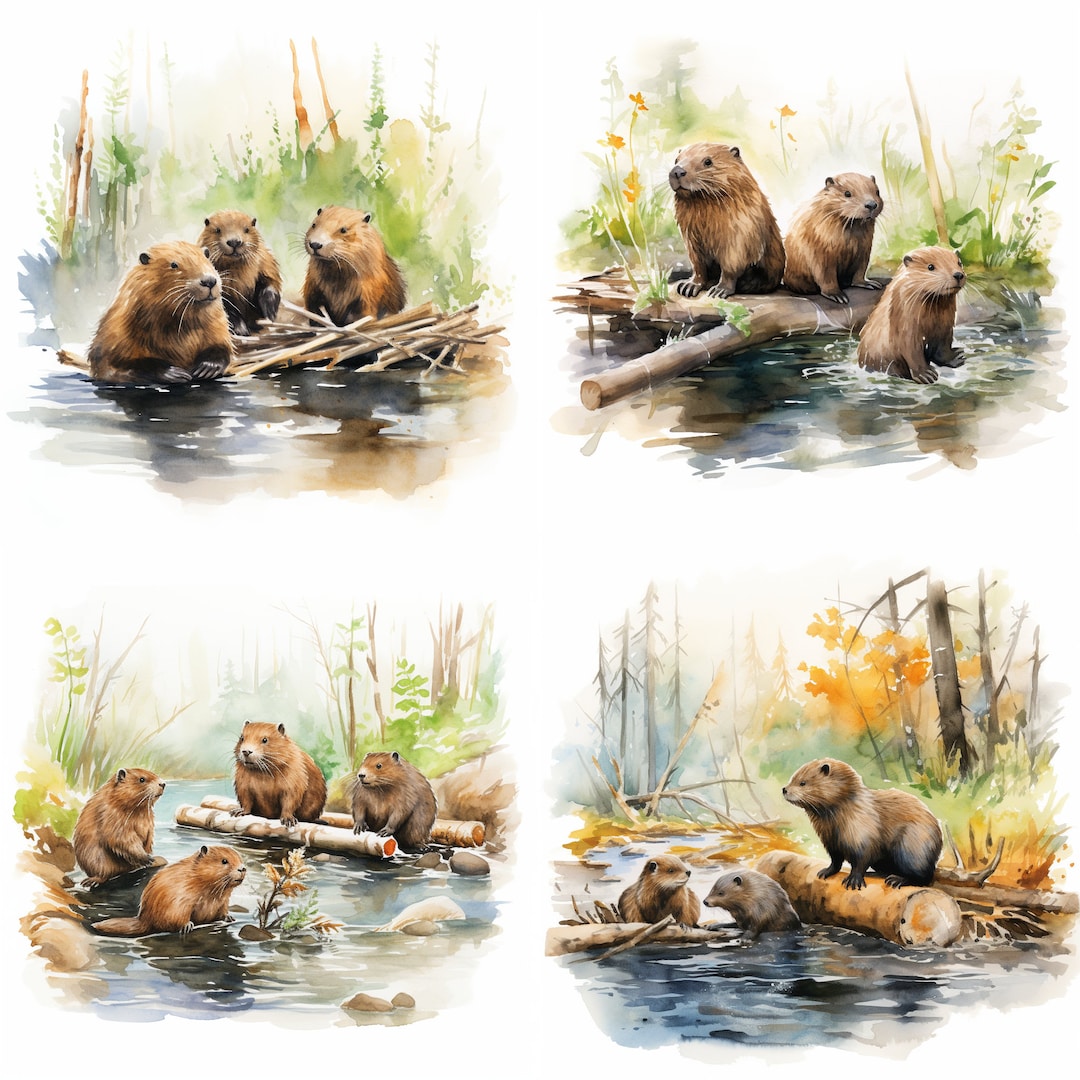 Watercolor Beaver PNG Beaver Dam Clipart Beaver Watercolor Beaver Print ...