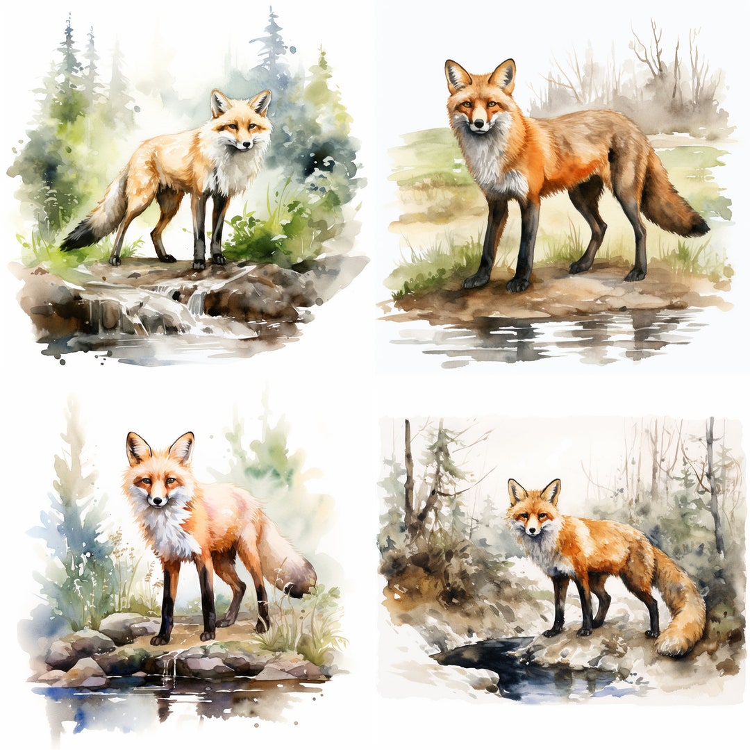 Watercolor Fox PNG Clipart Fox Watercolor Fox Print Fox Watercolor Fox ...