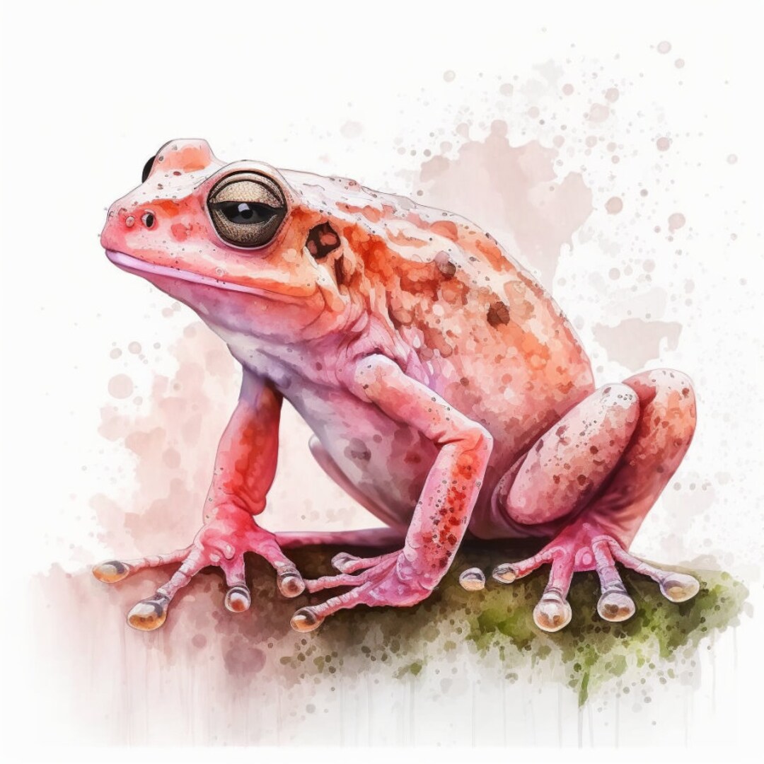 Frog Watercolor, Digital Downloads, Pink Frog Clipart, Frog PNG, Frog ...