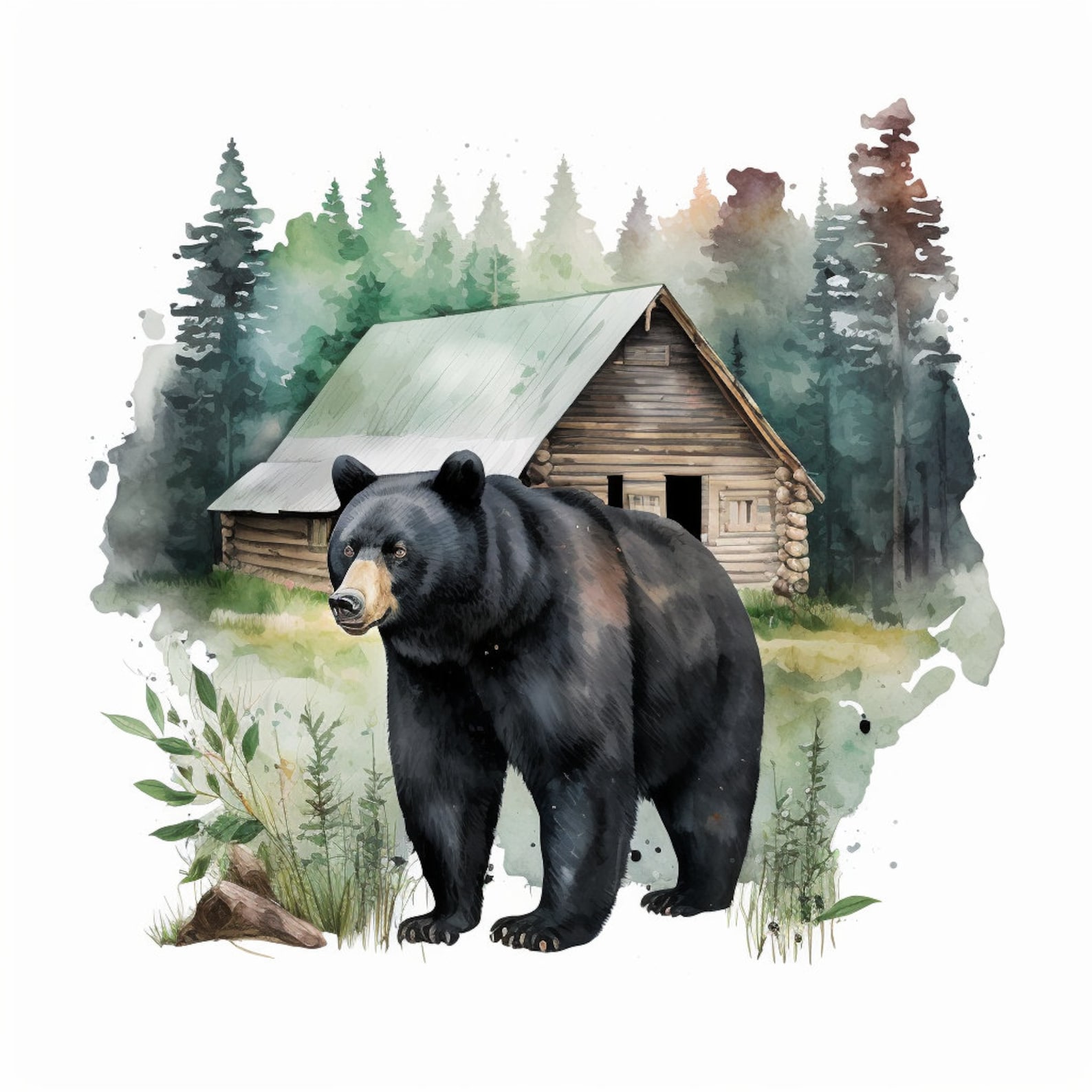 Watercolor Bear PNG Clipart Black Bear Watercolor Smokies Black Bear ...