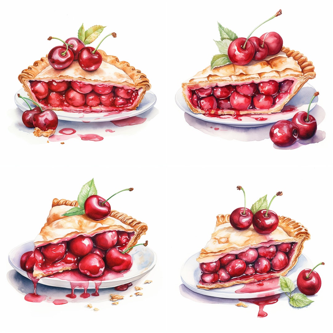 Watercolor Cherry Pie PNG Pie Clipart Cherry Pie Watercolor Cherry Pie ...