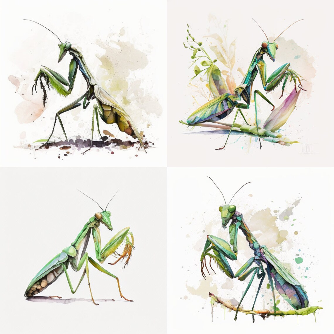 Praying Mantis Watercolor Clipart Praying Mantis Wall Art Praying ...