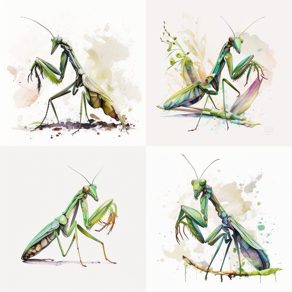 Praying Mantis Watercolor Clipart Praying Mantis Wall Art Praying ...