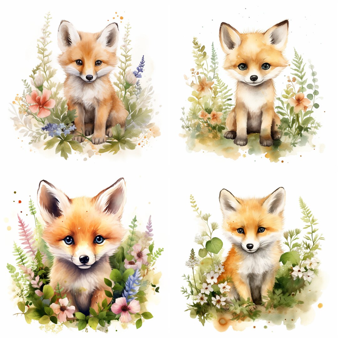 Watercolor Fox PNG Clipart Baby Fox Watercolor Baby Fox Print Baby Fox ...