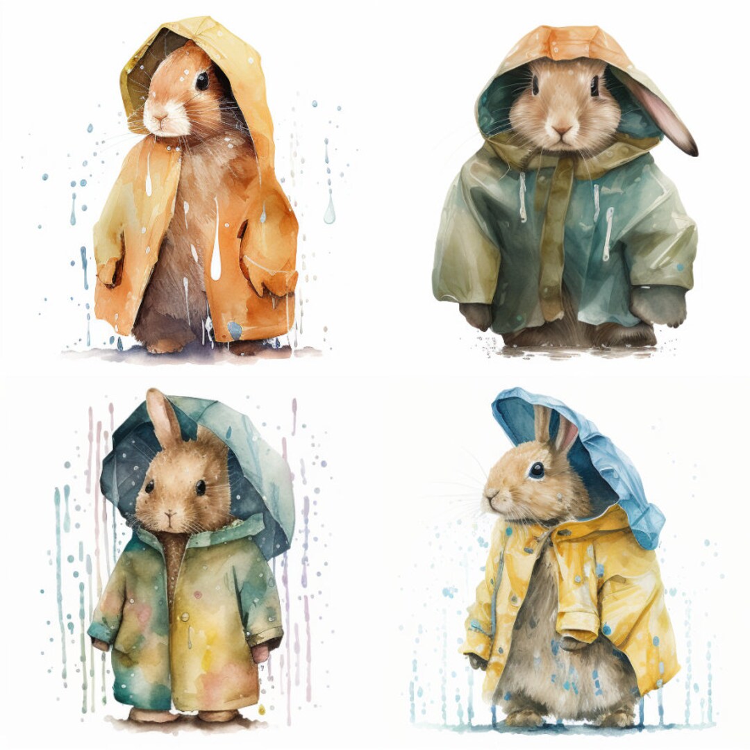 Rabbit Watercolor Wall Art Print Digital Rabbit Wall Print Design ...
