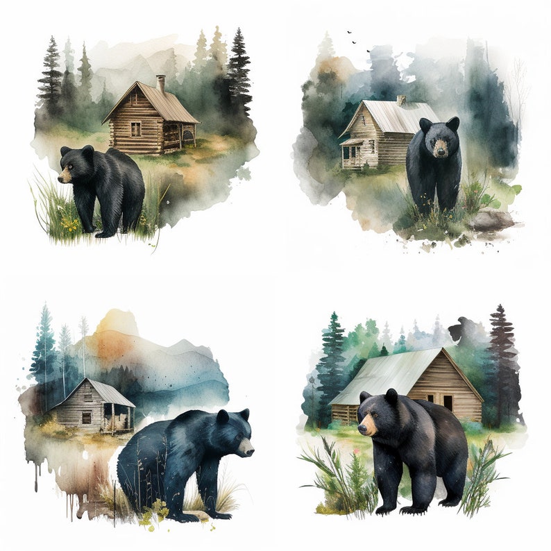 Watercolor Bear PNG Clipart Black Bear Watercolor Smokies Black Bear ...