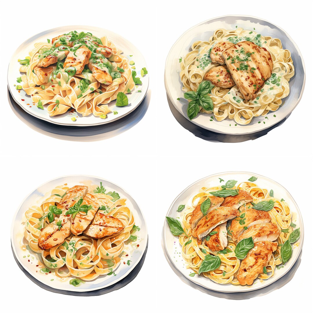 Watercolor Chicken Alfredo PNG Alfredo Clipart Chicken Alfredo ...