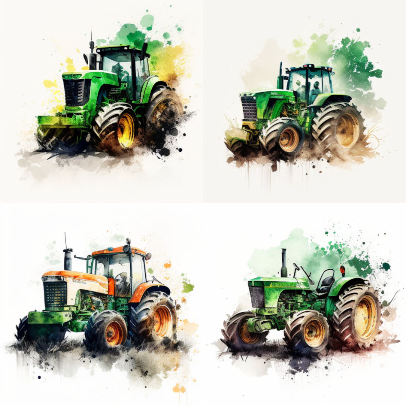 Tractor Watercolor, Instant Downloads, Tractor Clipart, Tractor PNG ...
