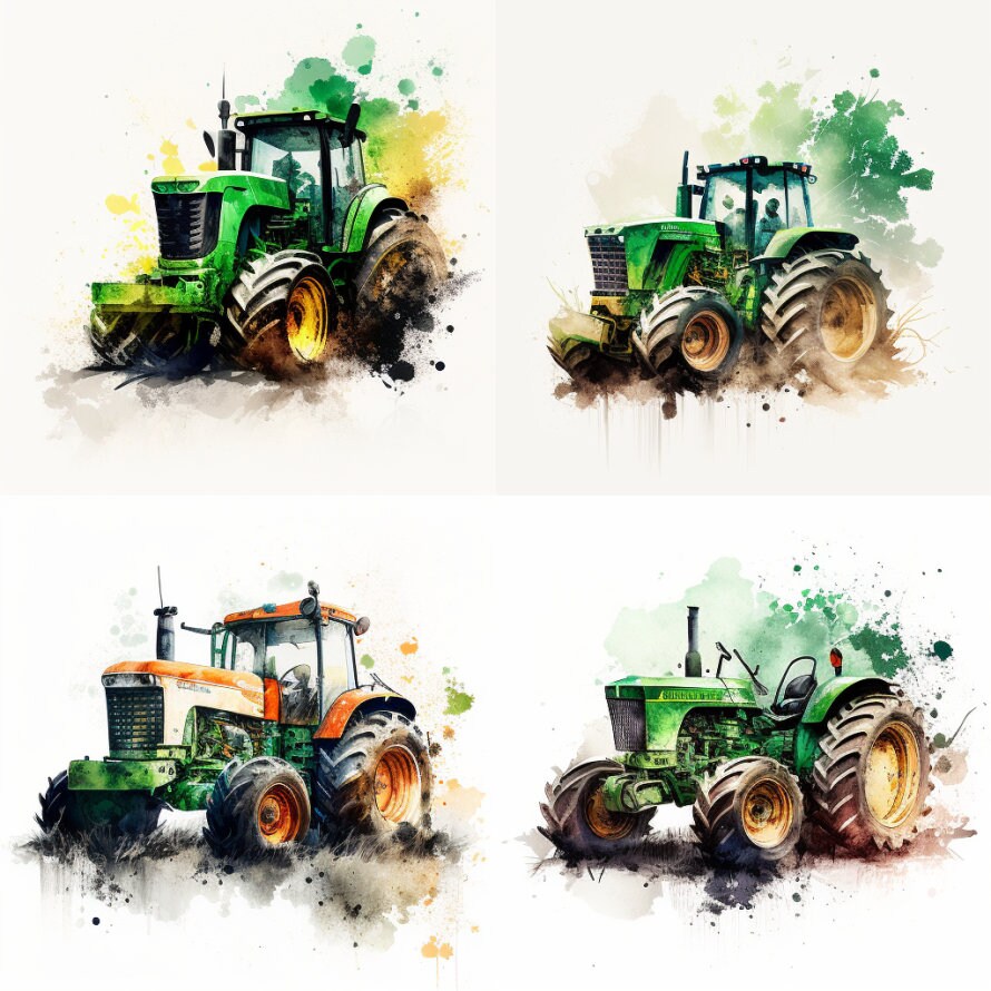 Tractor Watercolor, Instant Downloads, Tractor Clipart, Tractor PNG ...