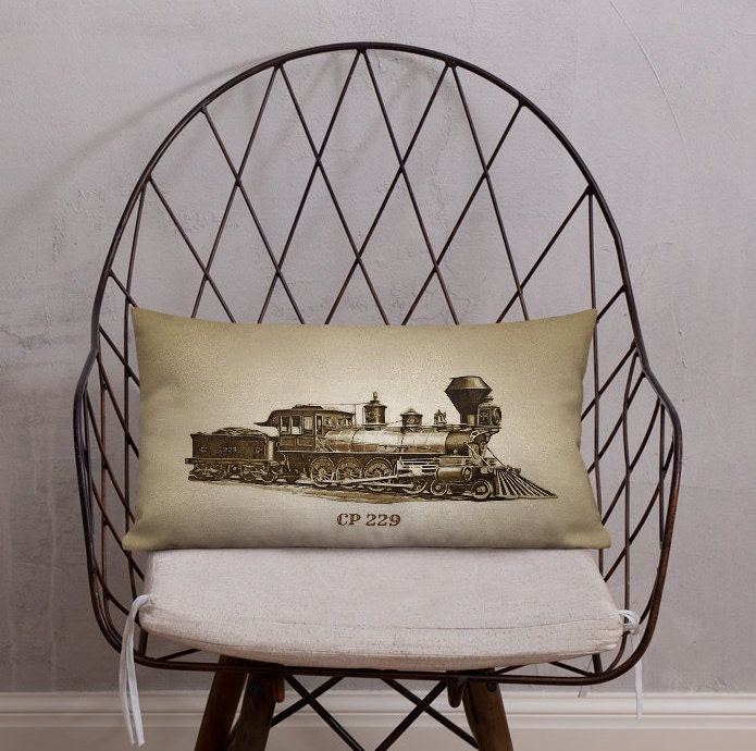Two Steam Trains Premium Pillow With Insert Steam Engine - Etsy