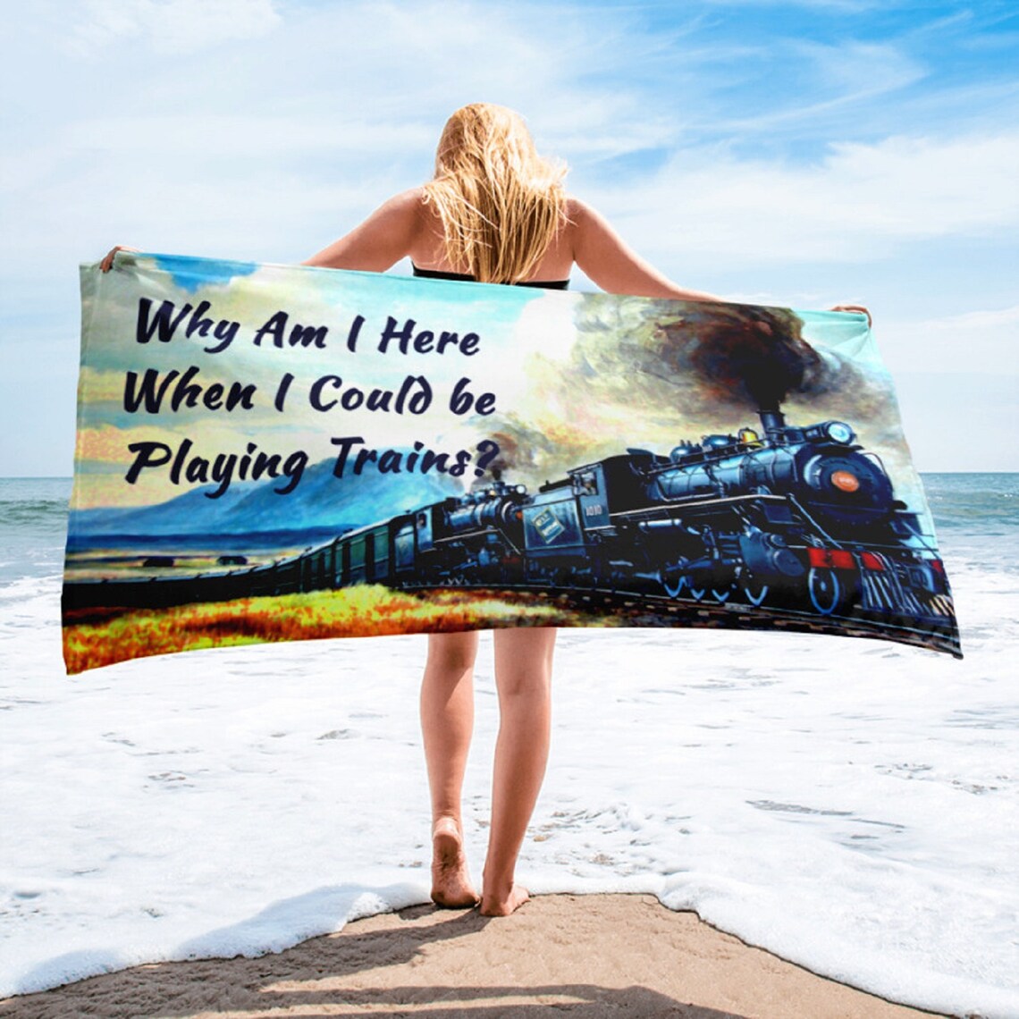 Steam Train Beach Towel A Great Gift for Any Train Railroad Railway ...