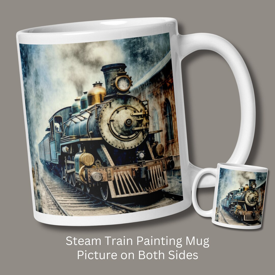 Steam Train Locomotive Engine Painting Tea Coffee Mug, for Any Railroad ...