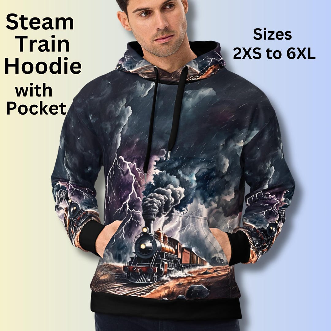 Red Steam Train in Storm Unisex Hoodie, Great Gift for Any Train Fan ...