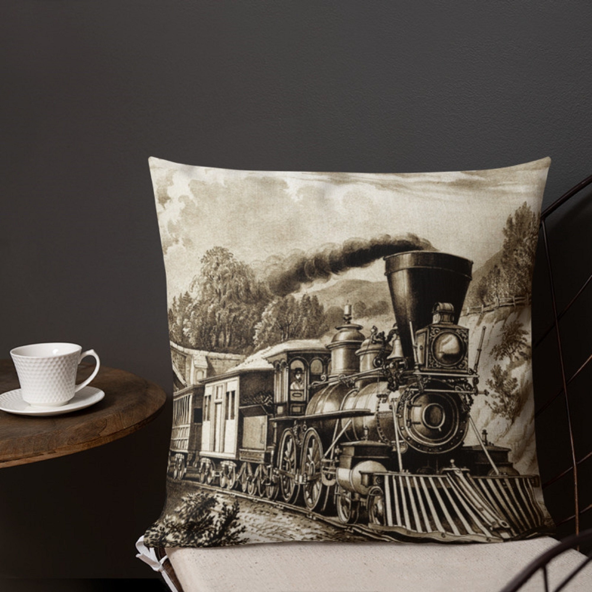 Vintage Steam Train Pillow, Steam Engine Pillow, Steam Train, Vintage ...