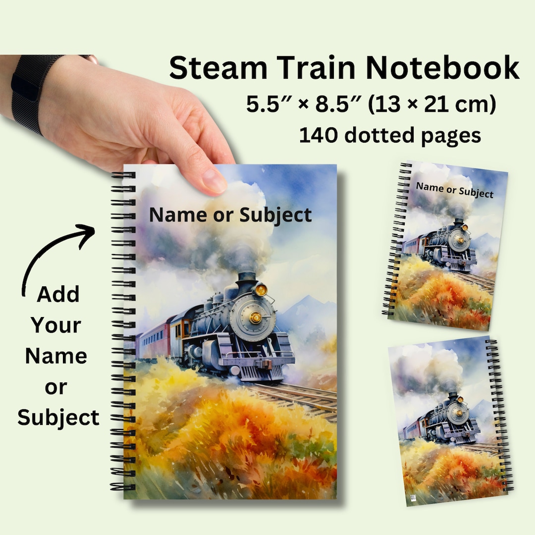 Ad Name / Subject Vintage Steam Train Spiral Notebook for Railroad ...