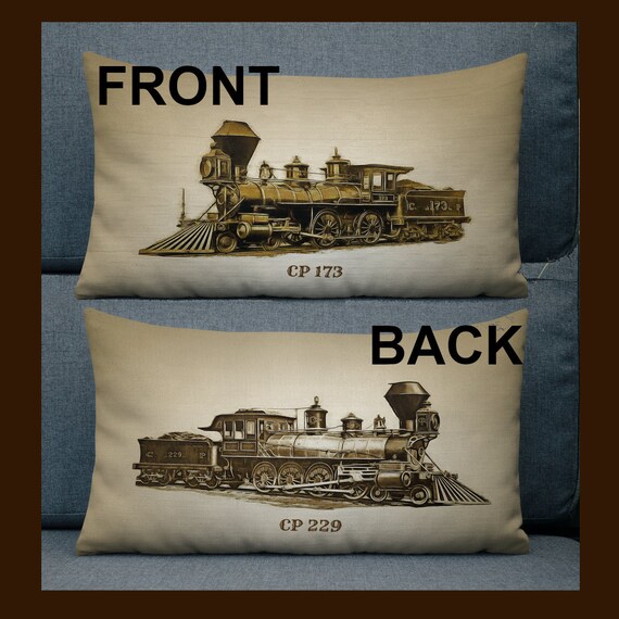 Two Steam Trains Premium Pillow With Insert Steam Engine - Etsy