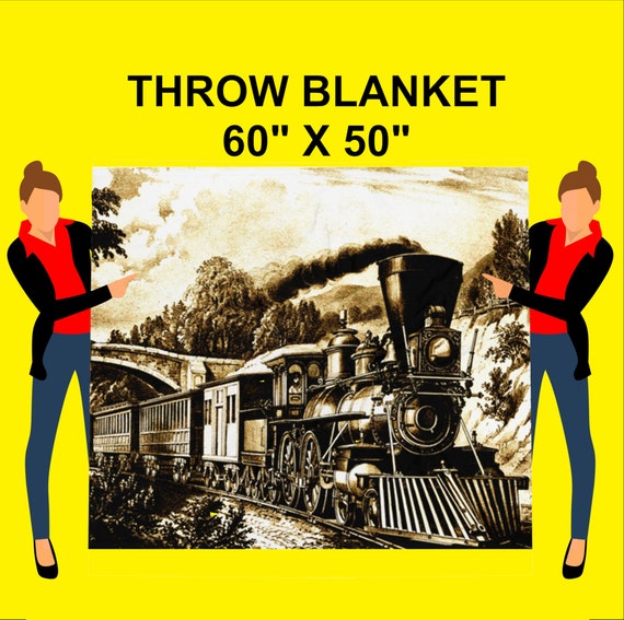 Vintage Steam Train Throw Blanket 60 X 50 Train - Etsy