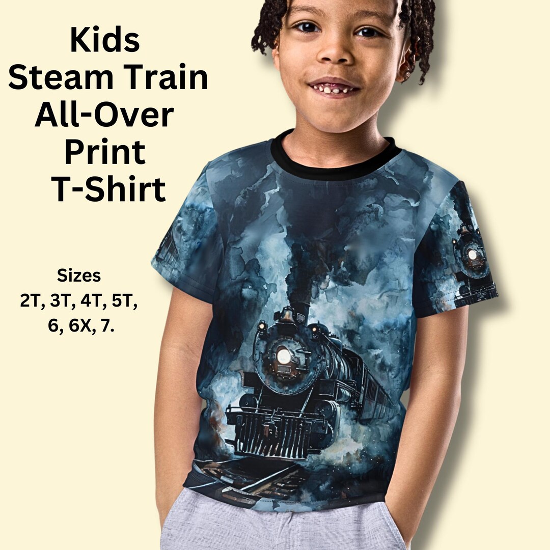 Steam Train Kids Crew Neck T-shirt, All Over Print, Great Gift for Any ...