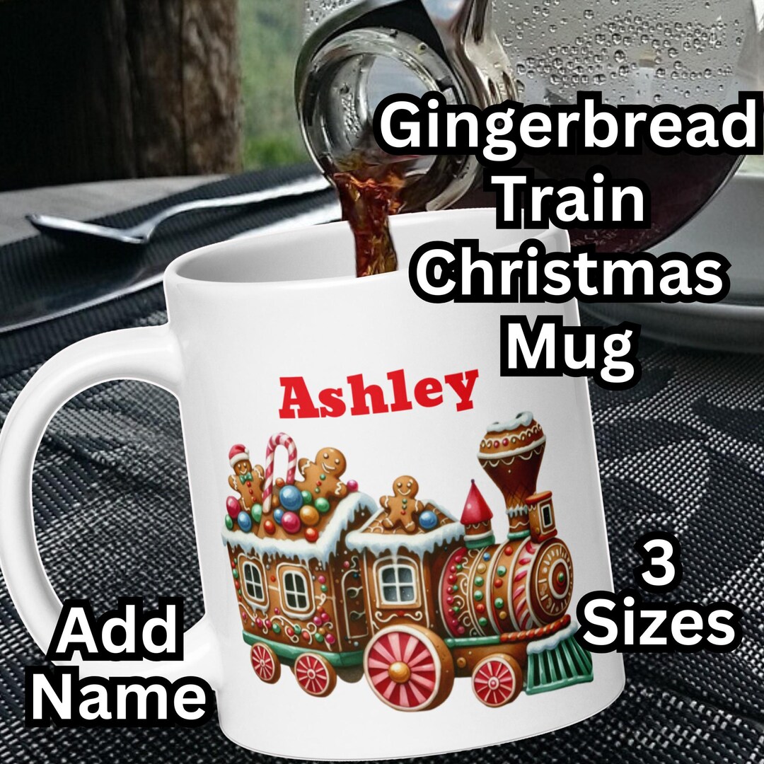 Add Name Personalized Steam Train Gingerbread Coffee Mug, for Adult ...