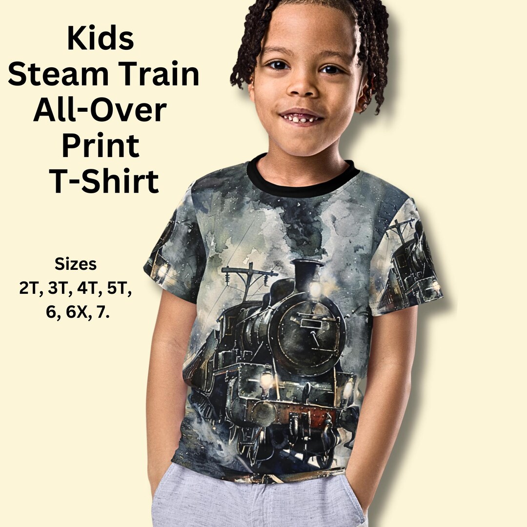 Steam Train Kids Crew Neck T-shirt, All Over Print, Great Gift for Any ...