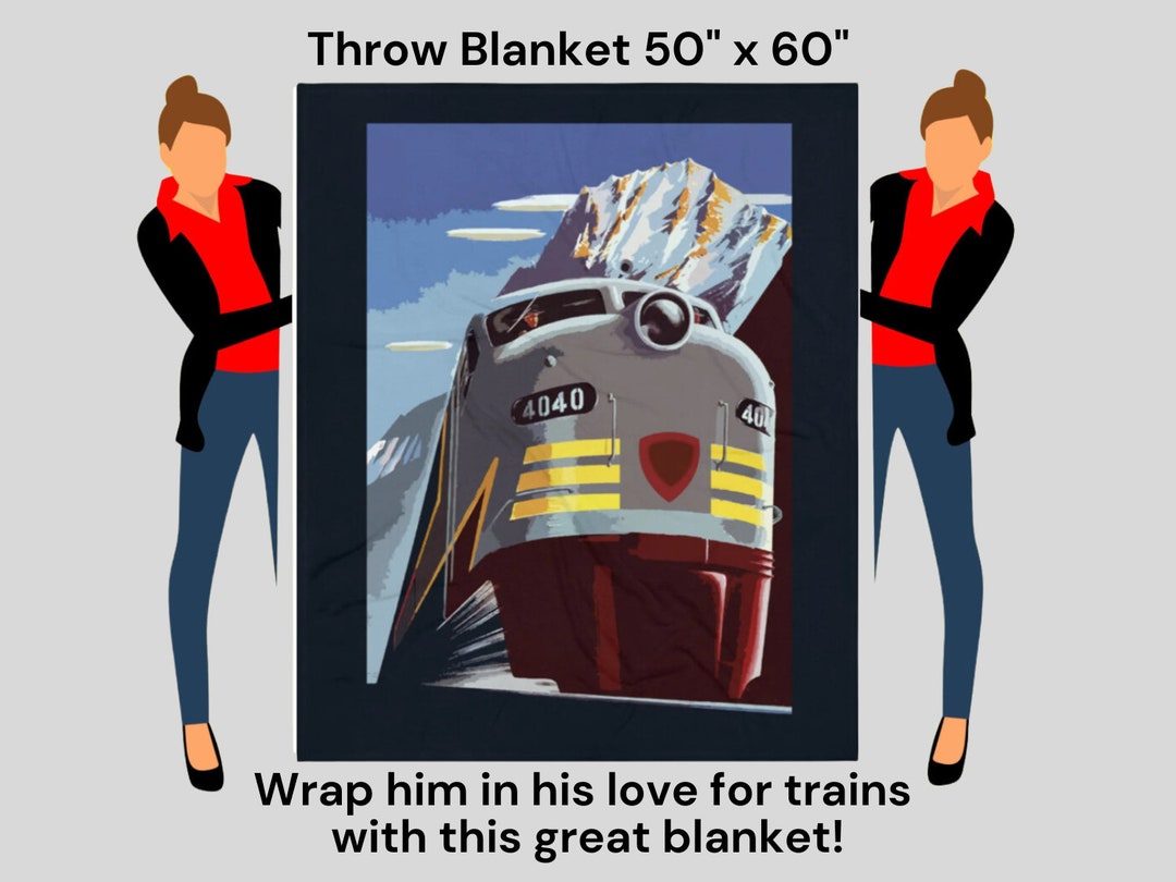 Diesel Locomotive Train Engine, Throw Blanket, 60" X 50", Railway ...