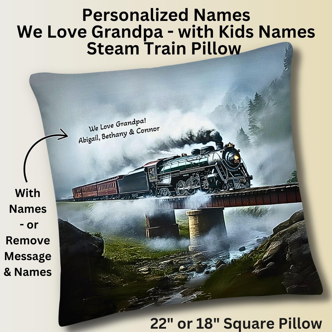 Personalized Names, We Love Grandpa With Kids Names, Steam Train on ...