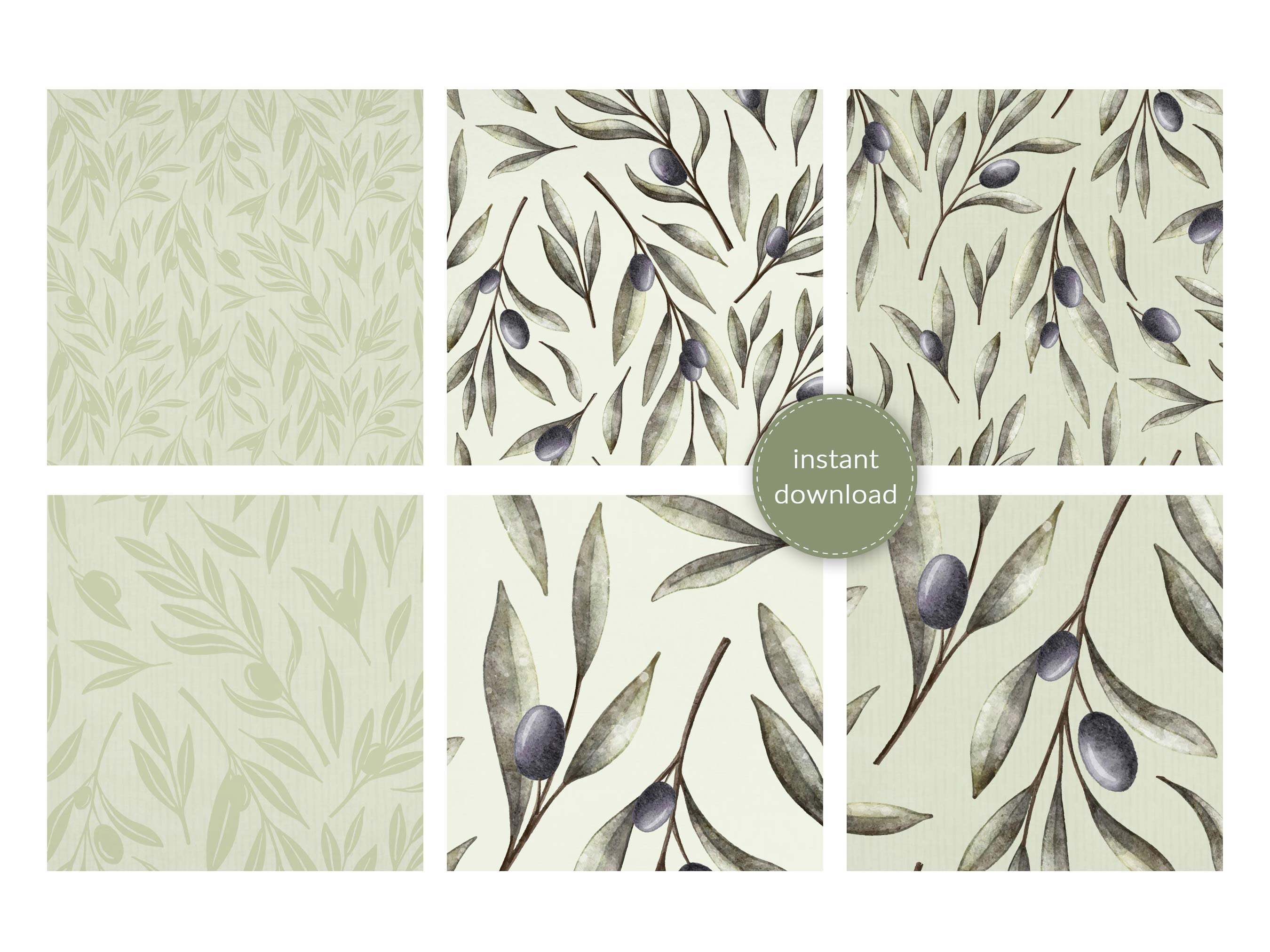 Olive Digital Textures an Elegant Pack of 12 Printable Digital Papers ...