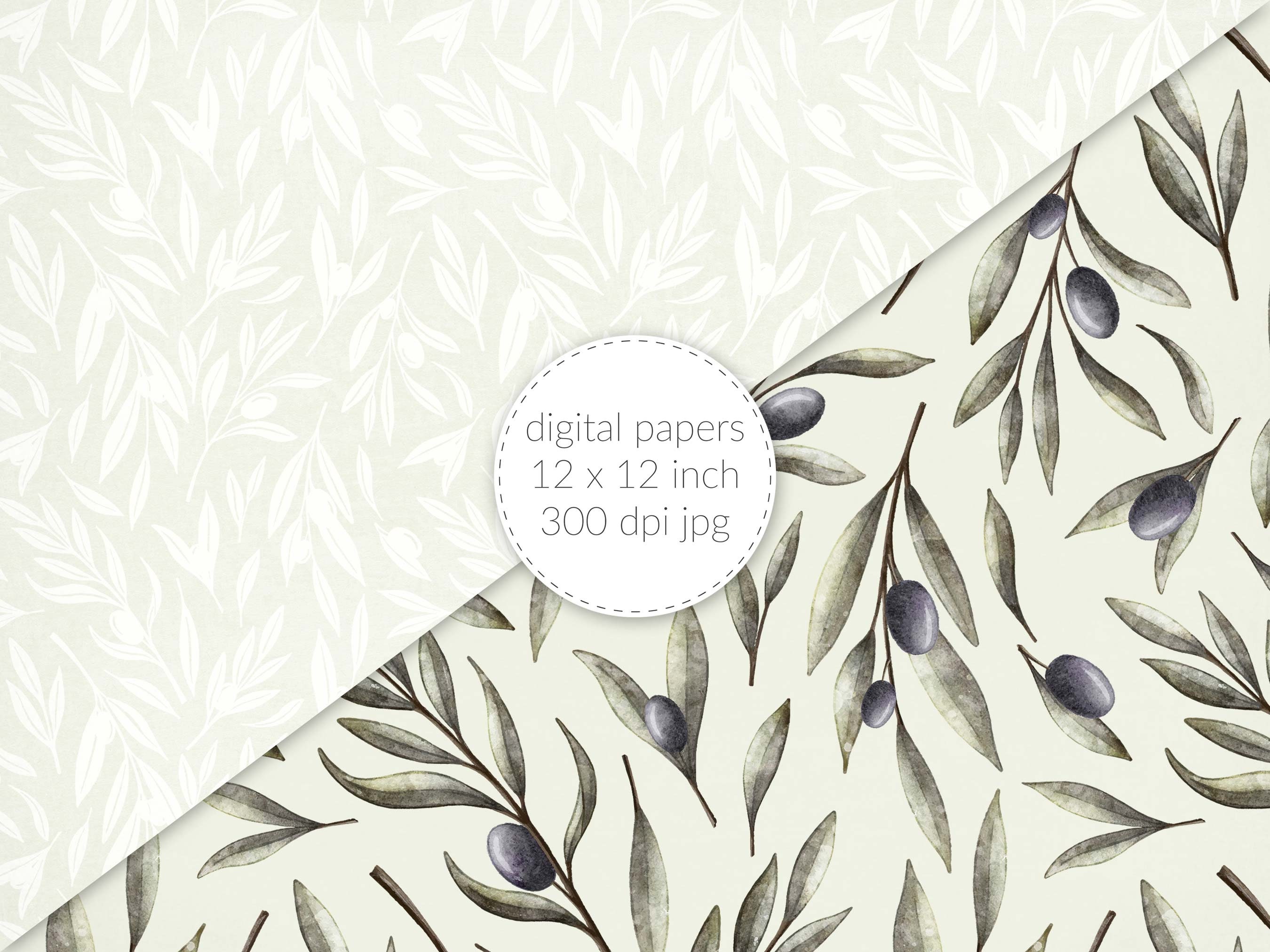 Olive Digital Textures an Elegant Pack of 12 Printable Digital Papers ...
