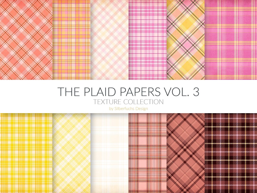 Pink Plaid Digital Paper Tartan Background Texture Bundle Printable ...