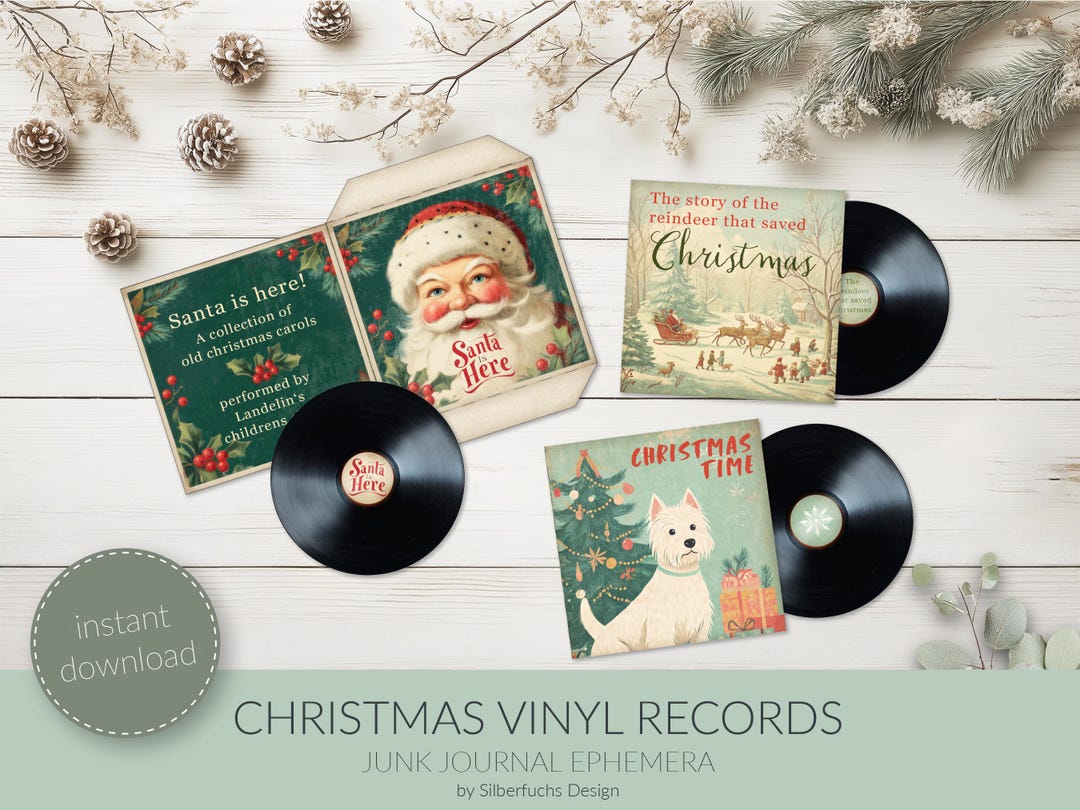 Printable Mini Vinyl Records Christmas Ephemera Record Sleeve Junk ...