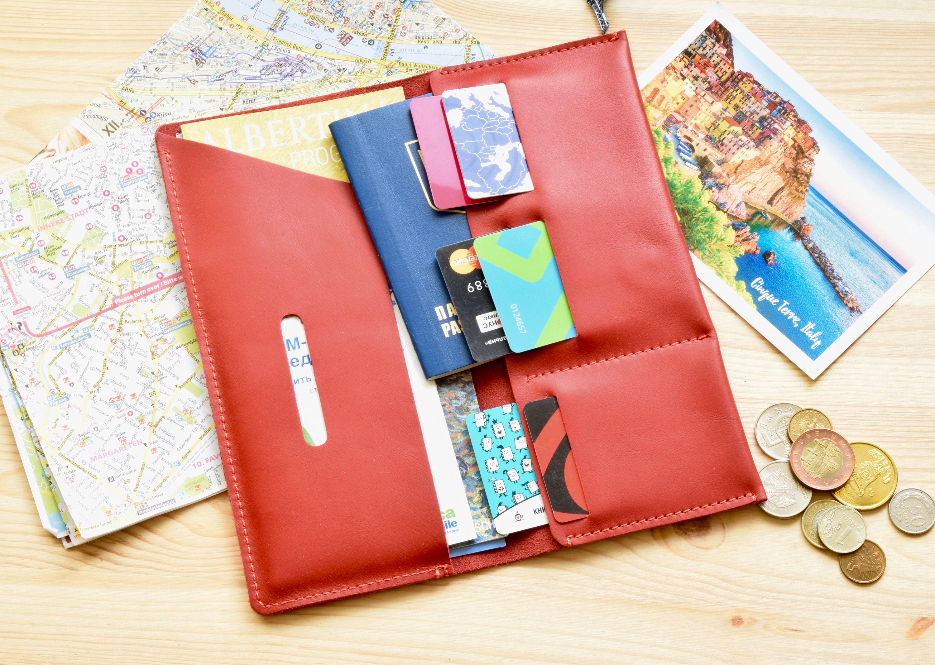 Leather Travel Wallet Organizer Personalized Travel Wallet | Etsy