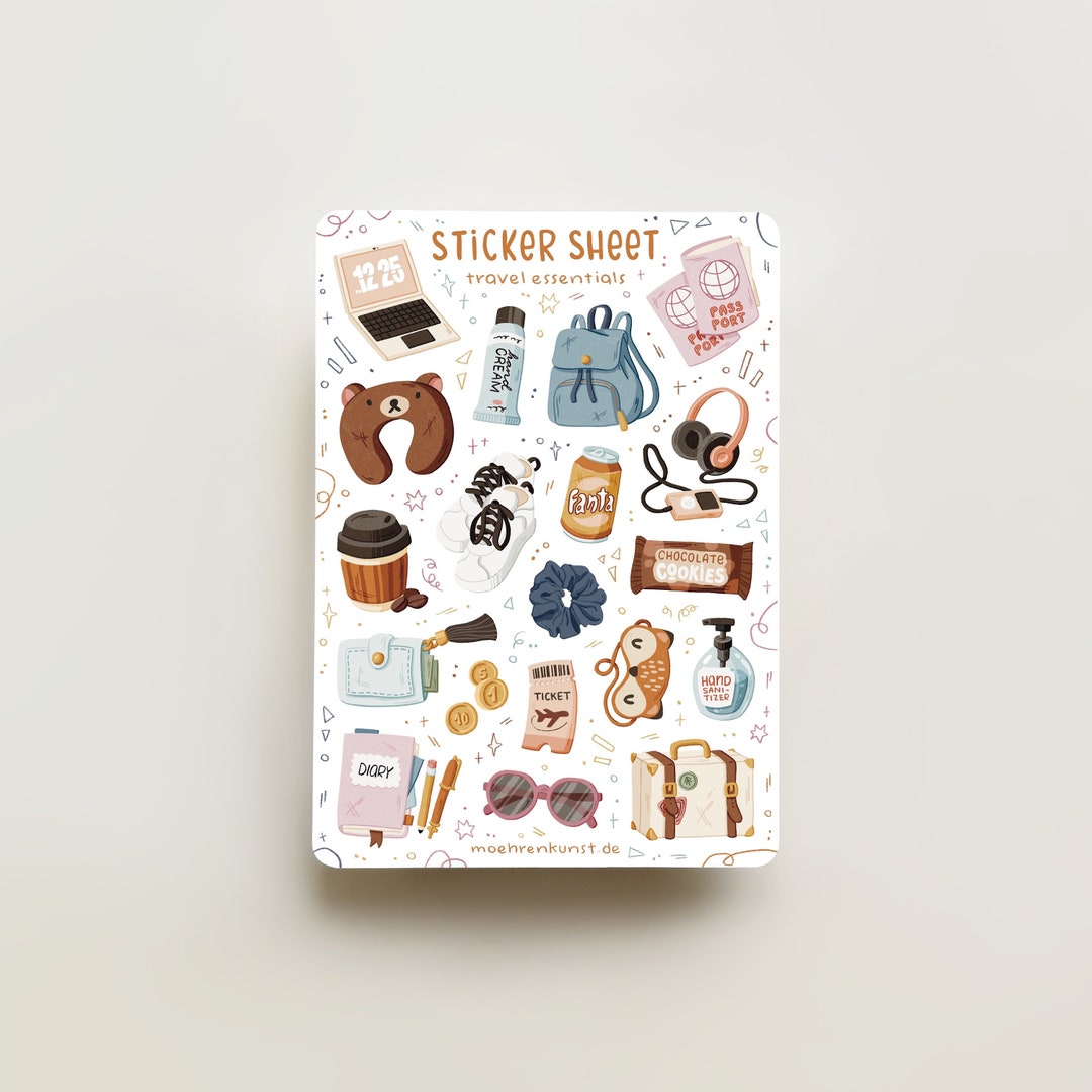 Sticker Sheet - Travel Essentials | Journal Stickers, Calendar, Planner ...