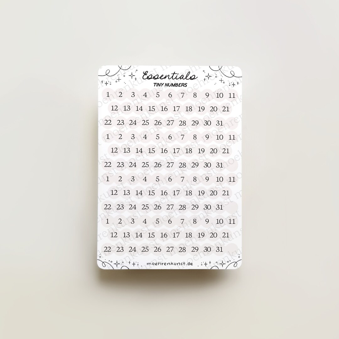 Essentials - Tiny Numbers | Journal Stickers, Calendar, Planner ...