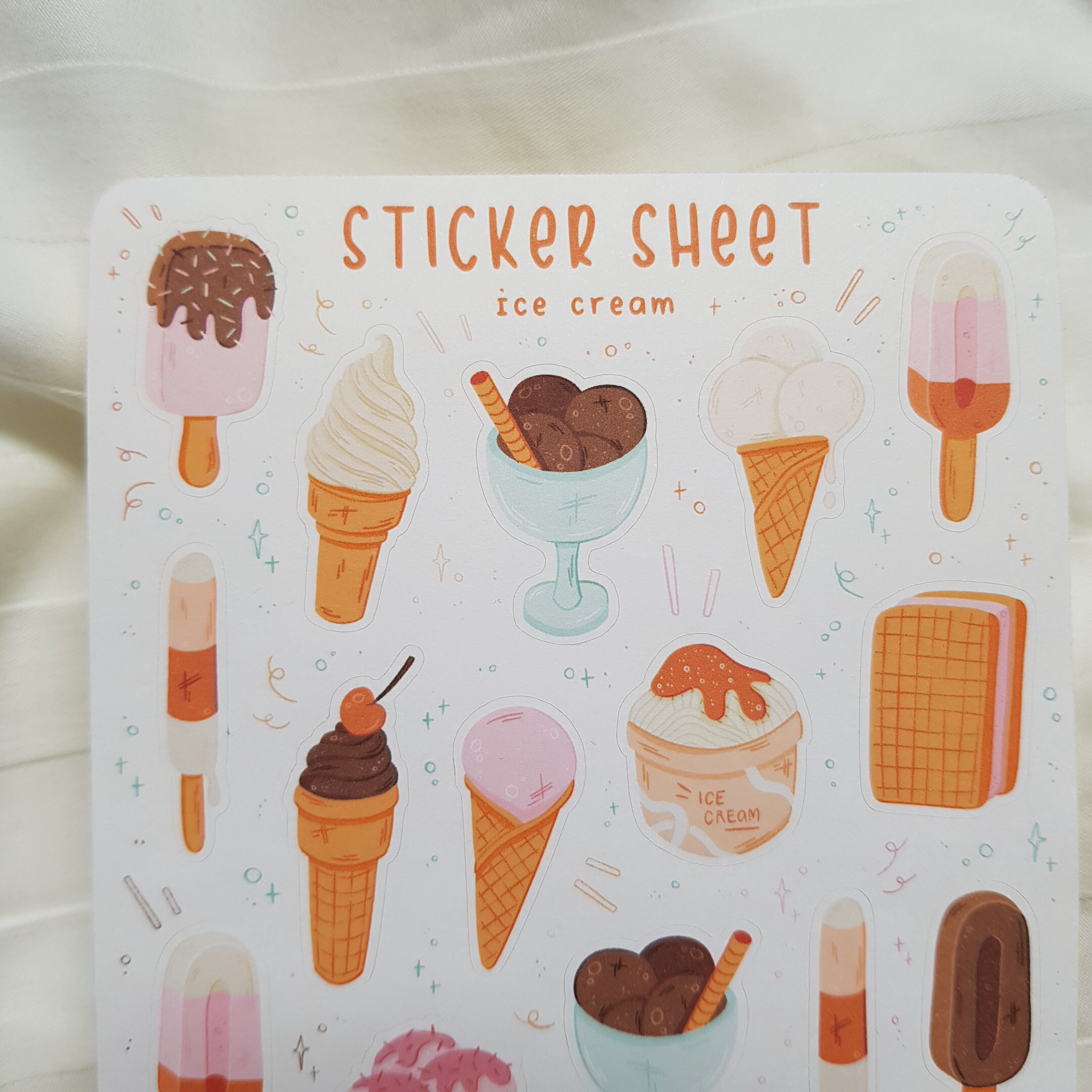 Paper & Party Supplies Ice cream sticker sheet bujo accessories planner ...