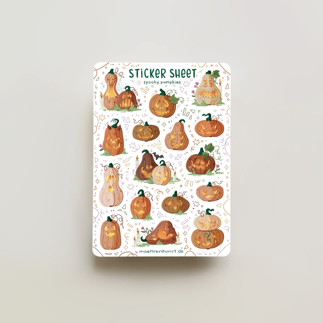 Sticker Sheet Spooky Pumpkins Journal Stickers, Calendar, Planner ...