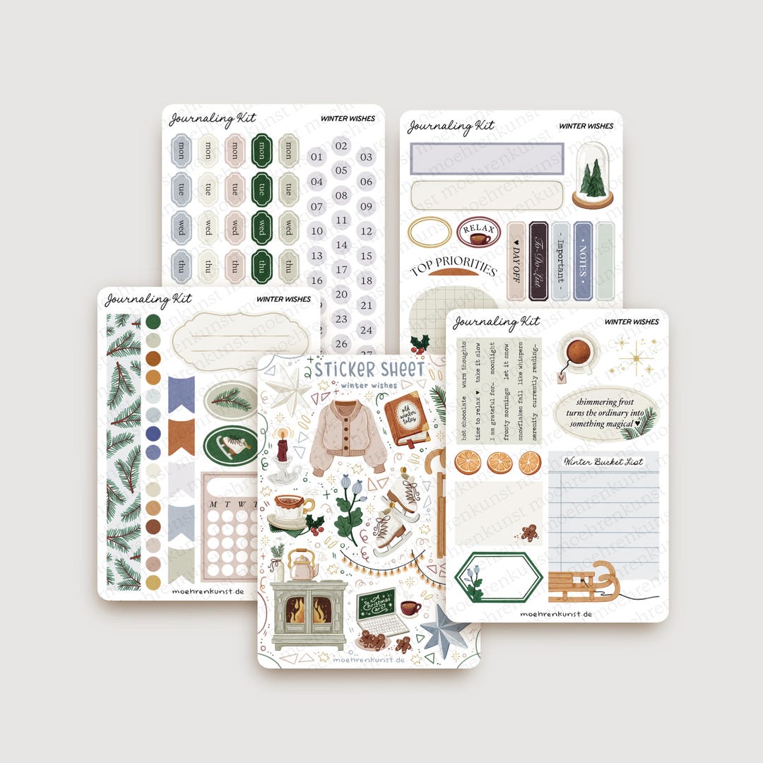 Journaling Kit - Winter Wishes | Journal Stickers, Calendar, Planner ...