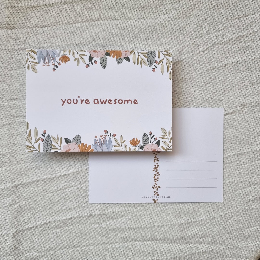 Postcard - You're Awesome | A6 Postcard, Greeting Card, Matte Postcard ...