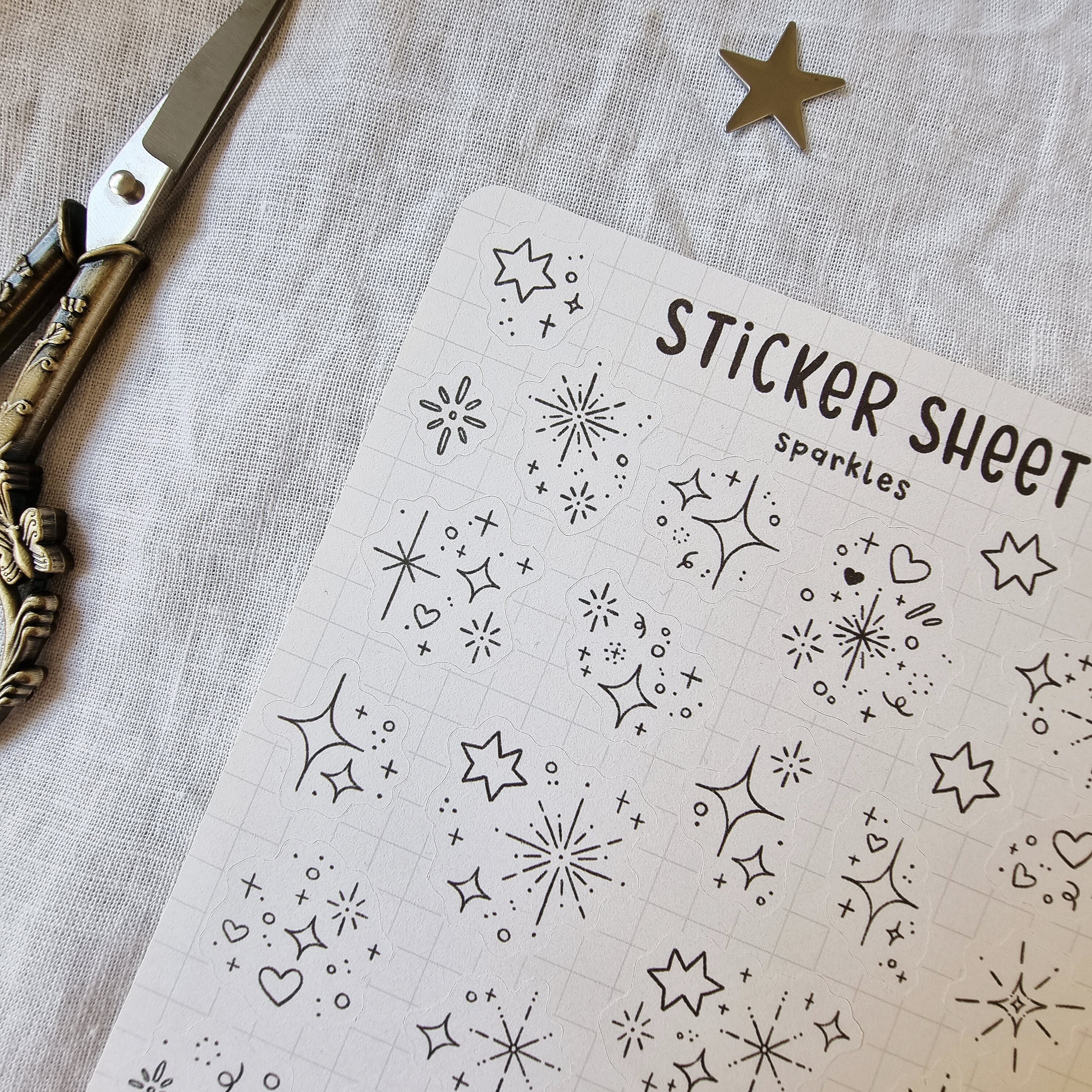 Sticker Sheet - Sparkles Black | Journal Stickers, Calendar, Planner ...