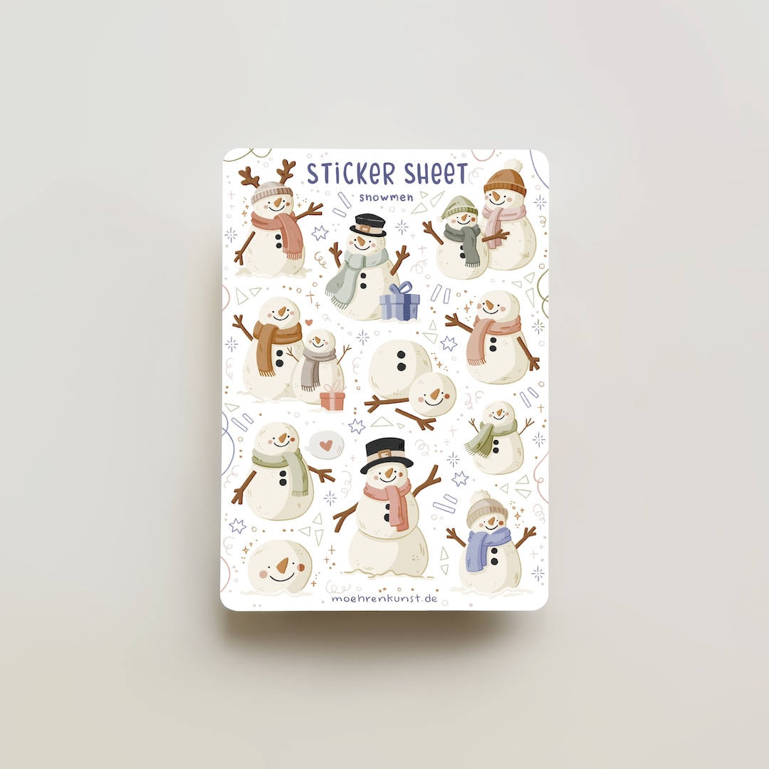 Sticker Sheet - Snowmen | Journaling Stickers for Your Planner - Etsy