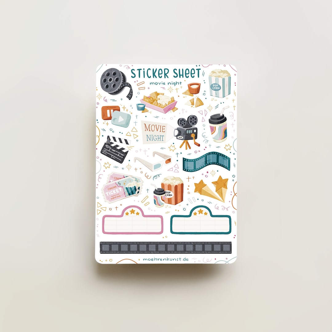 Sticker Sheet - Movie Night | Journaling Stickers for Your Planner - Etsy