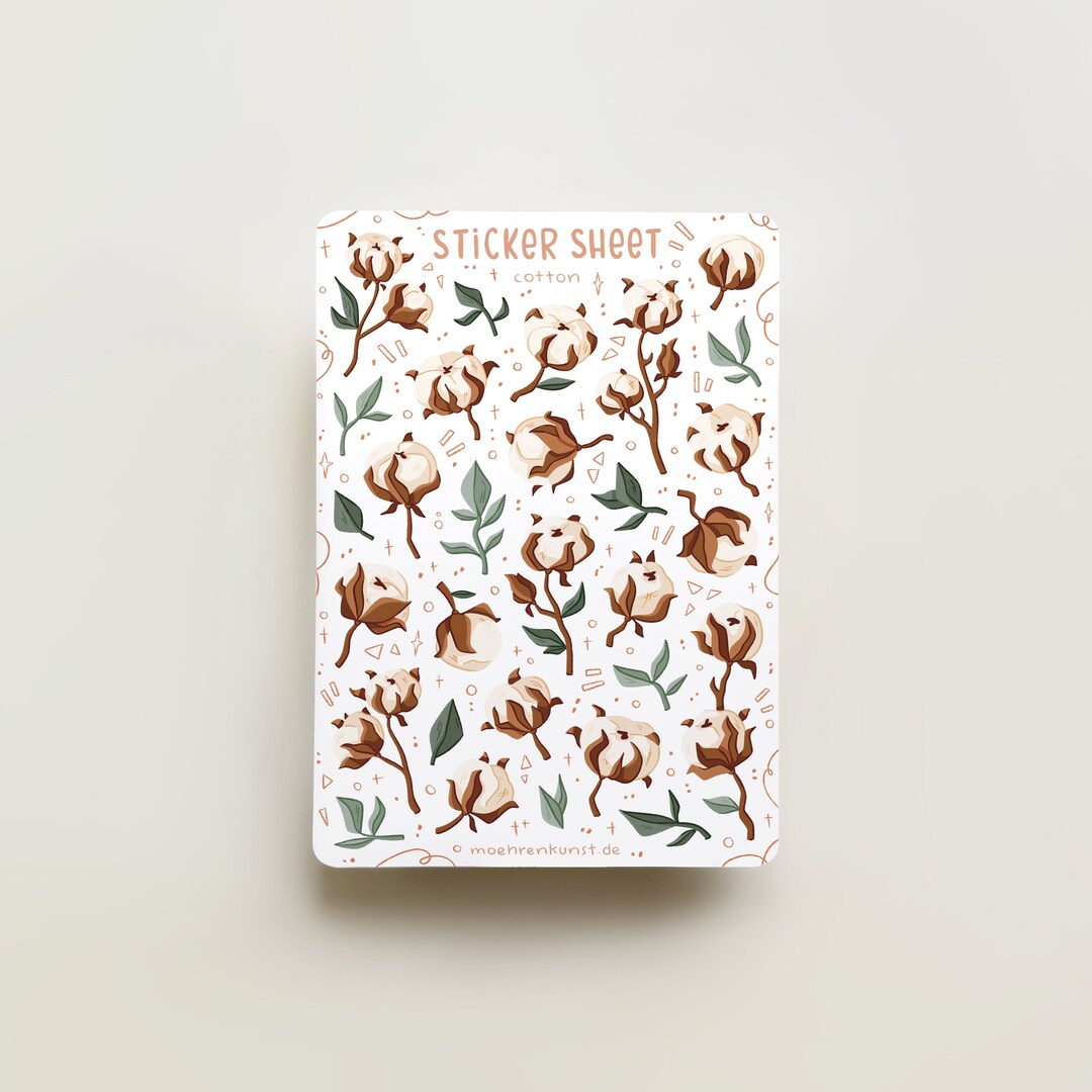 Sticker Sheet - Cotton | Journal Stickers, Calendar, Planner Stickers ...