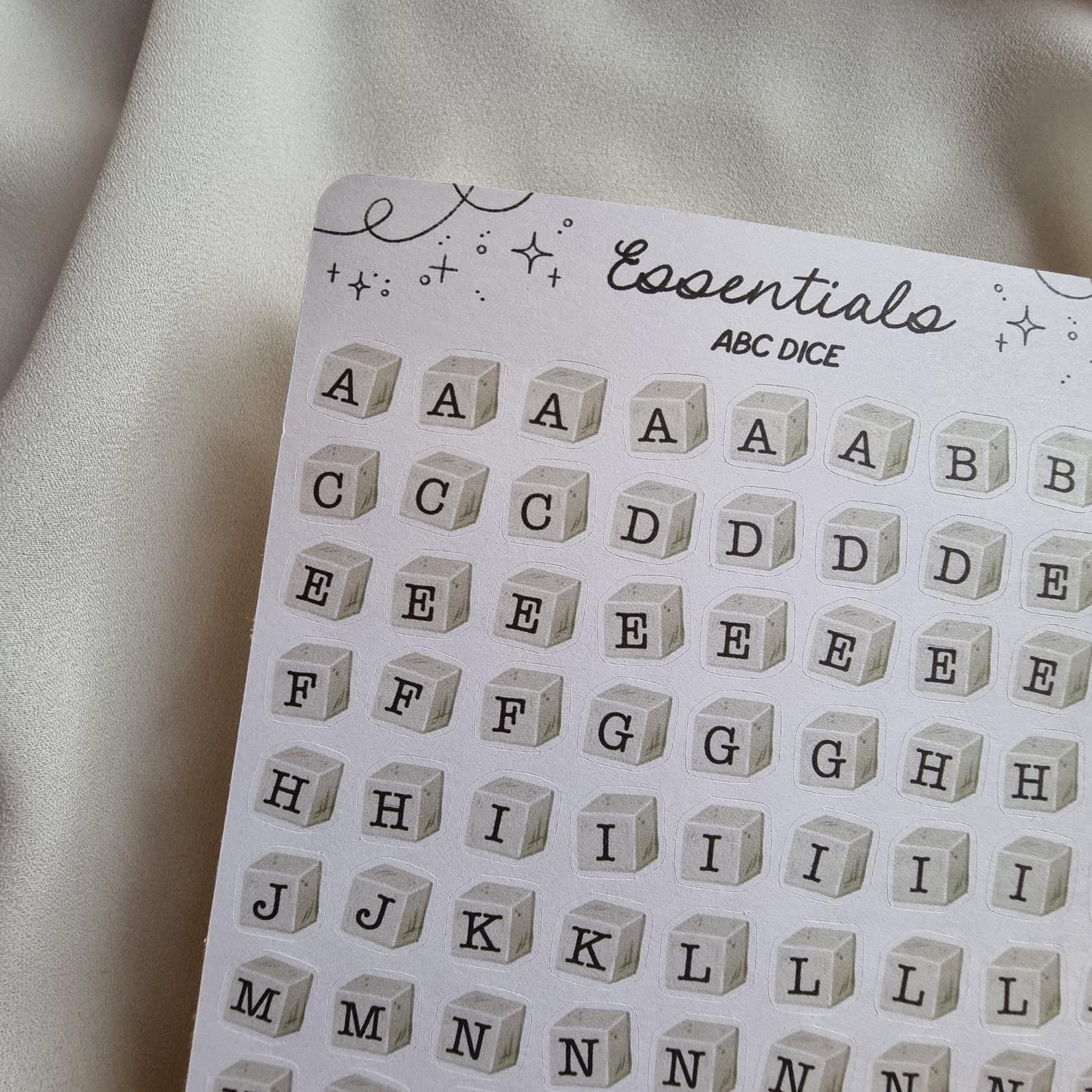 Essentials - ABC Dice | Journal Stickers, Calendar, Planner Stickers ...