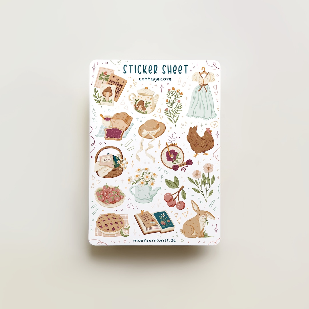 Sticker Sheet - Cottagecore | Journal Stickers, Calendar, Planner ...
