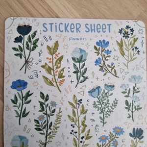 Sticker Sheet - Flowers Blue (CLEARANCE) | Journal Stickers, Calendar ...