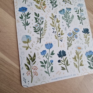 Sticker Sheet Flowers blue Journal Stickers, Calendar, Planner Stickers ...