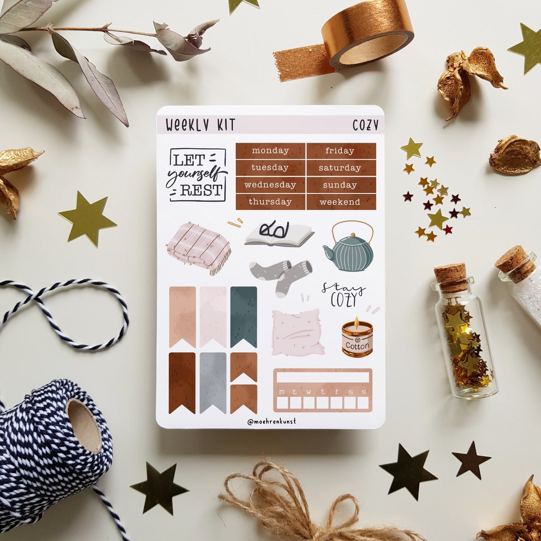 Weekly Kit Cozy Journaling Stickers for Your Planner - Etsy