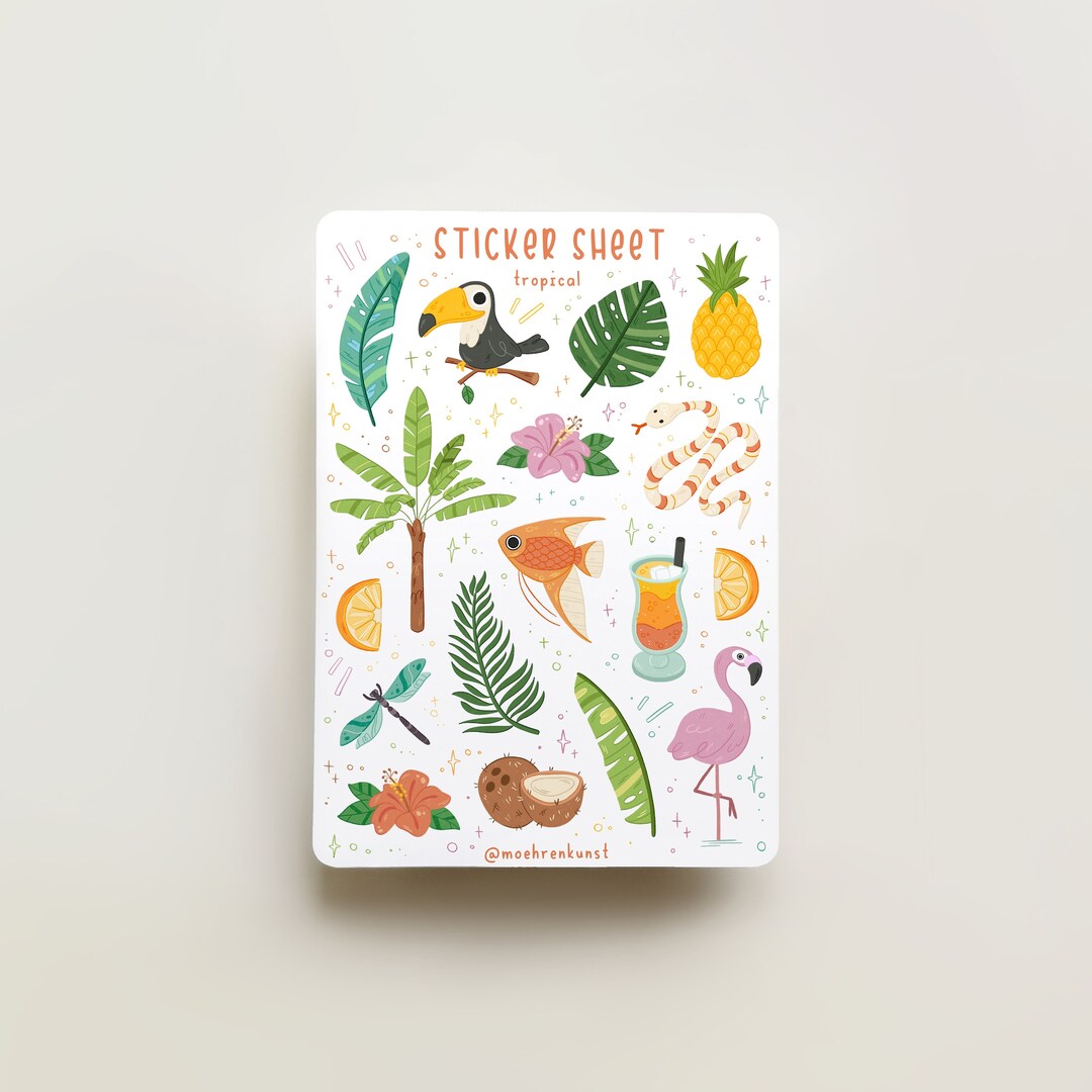 Sticker Sheet Tropical Journal Stickers, Calendar, Planner Sticker ...