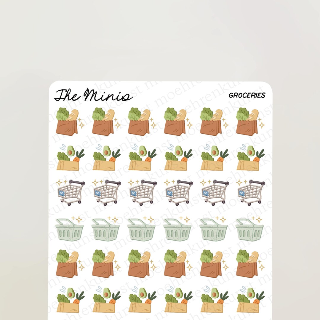 The Minis - Groceries | Journal, Calendar, Planner Stickers, Scrapbook ...